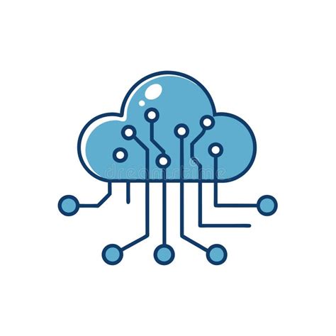 Cloud Computing Digital Technology Icon With Circuit Board Connection Symbol Stock Vector