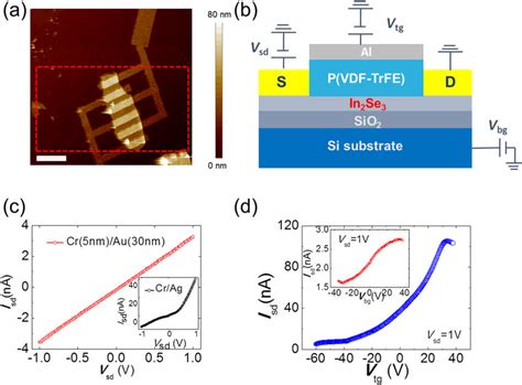 (a) Atomic force microscopy image of an In2Se3 nanoflake on top of a ...