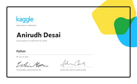 Completed Python Course By Kaggle Anirudh Desai Posted On The Topic