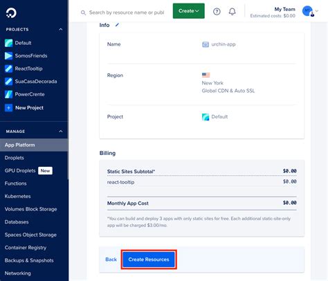 deploy on digitalocean react tooltip