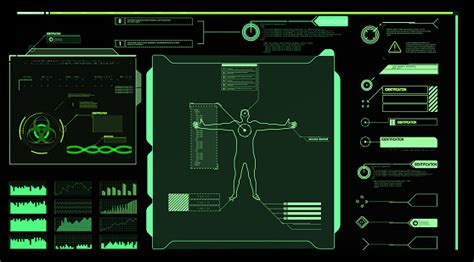 의료 스캐닝 의설계 Hud 인터페이스 요소입니다 현대 건강 검진 Hud 스타일 하이테크 배경에 건강 미래 디자인 안전에 대한 스톡 벡터 아트 및 기타 이미지 Istock