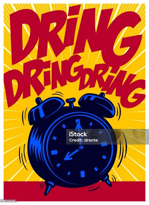 팝 아트 만화도 서 스타일 빈티지 알람 시계 울리는 소리 벡터 일러스트 레이 션 만화책에 대한 스톡 벡터 아트 및 기타 이미지