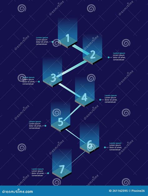 Step Number Chart Template For Infographic For Presentation For 7 Element With Blue Light Stock