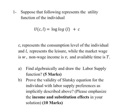 Solved Suppose That Following Represents The Utility Chegg