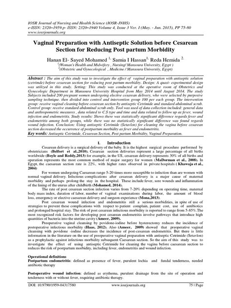 Vaginal Preparation With Antiseptic Solution Before Cesarean Section