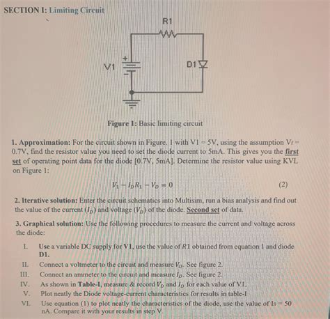 Solved SECTION I Limiting Circuit Figure 1 Basic Limiting Chegg Com