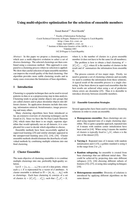 Pdf Using Multi Objective Optimization For The Selection Of Ensemble