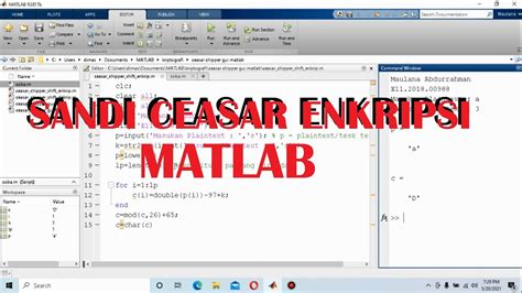 Caesar Cipher Matlab Encryption Youtube