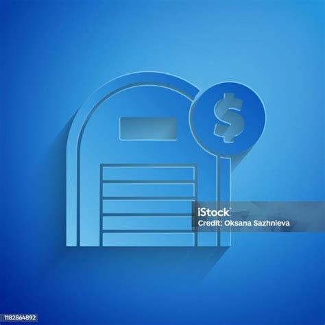 파란색 배경에 격리 된 달러 기호 아이콘이있는 종이 잘라 창고 부동산 개념 종이 아트 스타일입니다 벡터 일러스트레이션 0명에 대한 스톡 벡터 아트 및 기타 이미지 Istock