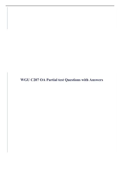 Wgu C207 Oa Final Self Assessment Module 1 6 Quiz Partial Test