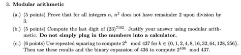 Solved 3 Modular Arithmetic A 5 Points Prove That For