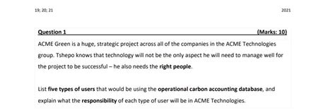 Solved 19 20 21 2021 Question 1 Marks 10 Acme Green Is