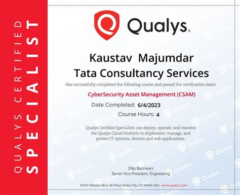 Certificate Qualys Cybersecurity Asset Management Pdf