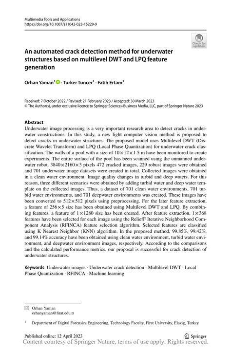 an automated crack detection method for underwater structures based on