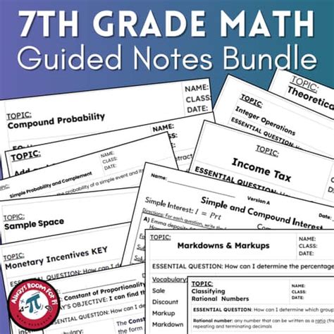 7th Grade Math Avid Style Cornell Notes Guided Notes Growing Bundle