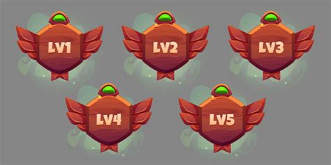 게임 레벨 Ui 아이콘 나무 방패 또는 배너 롤플레잉 게임에 대한 스톡 벡터 아트 및 기타 이미지 롤플레잉 게임 게이머