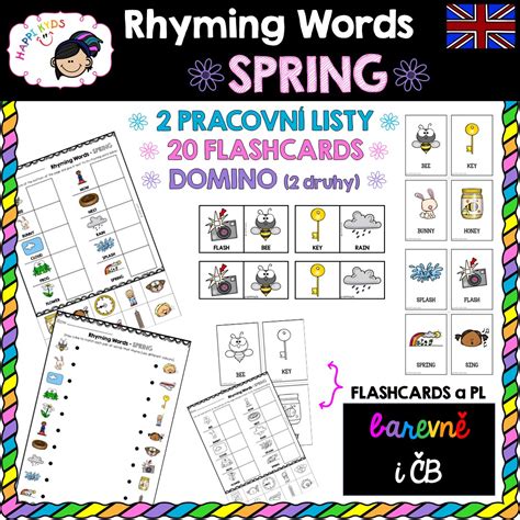 Rhyming Words Spring Pracovní Listy Domino Flashcards Happikydscz