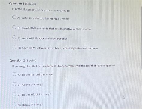 Solved In Html5 Semantic Elements Were Created To A Make