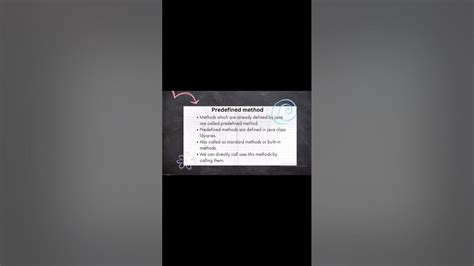 Type Of Methods In Java Predefined Methods Java Basicjava Javaclass Techtalesunlocked Youtube