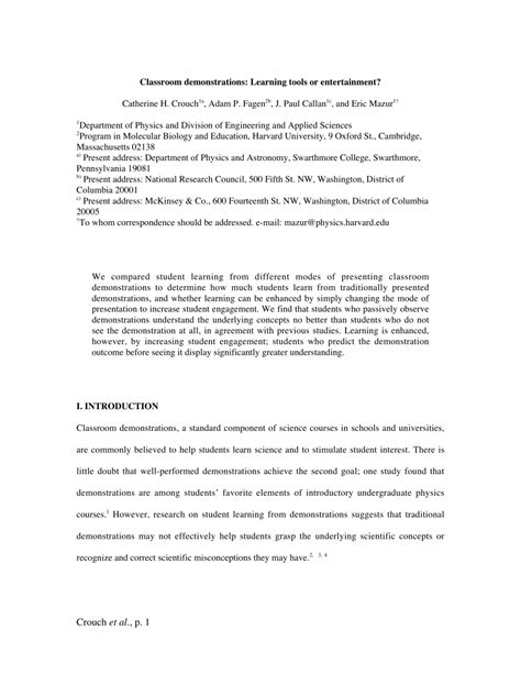 Pdf Classroom Demonstrations Learning Tools Or Entertainment