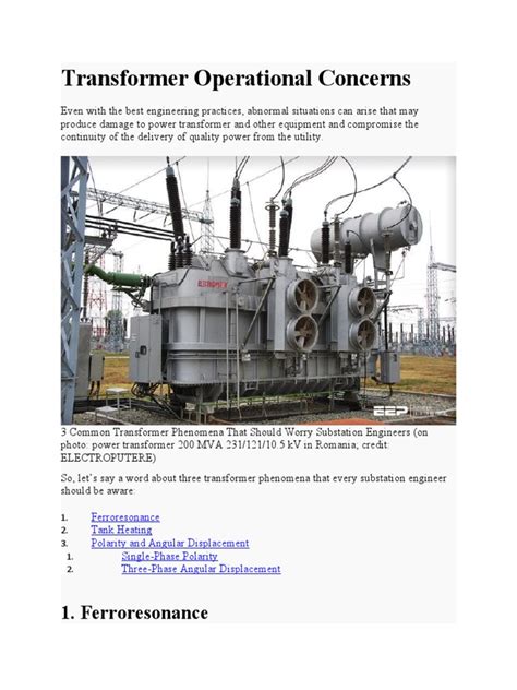 transformer operational concerns pdf transformer components