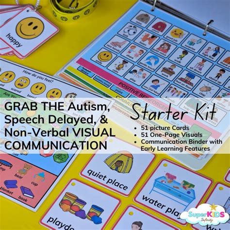 Autism Visual Communication Chart And 51 Communication Cards Prebabe Visual Aid Special