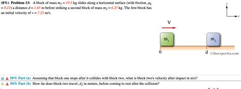 Solved 8 Problem 13 A Block Of Mass M1 19 5 Kg Slides Chegg