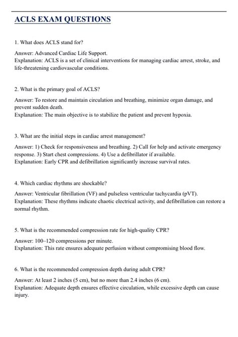 Acls Exam Questions 2 Updated 2025 Complete Questions And Answers Solved 100 Correct Acls