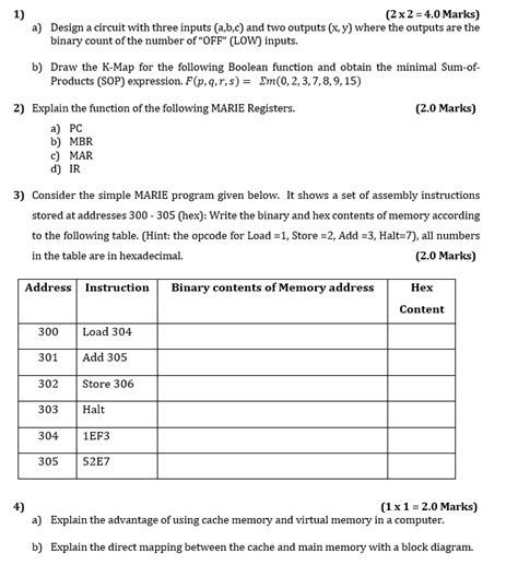 Solved 1 2×240 Marks A Design A Circuit With Three