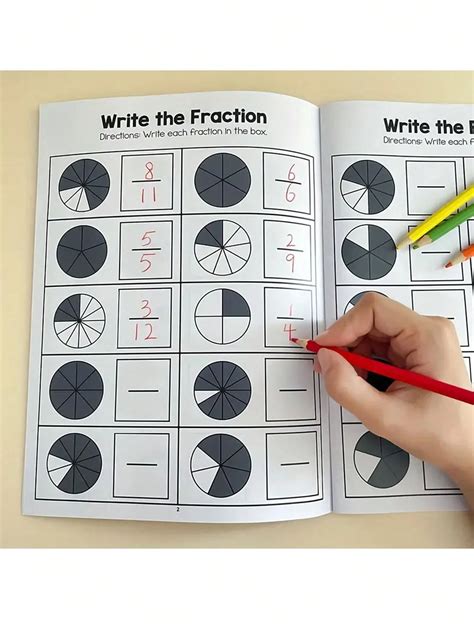 Math Practice Book Fraction Learning Worksheets Fun And Easy Fraction