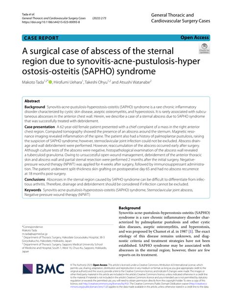 Pdf A Surgical Case Of Abscess Of The Sternal Region Due To Synovitis
