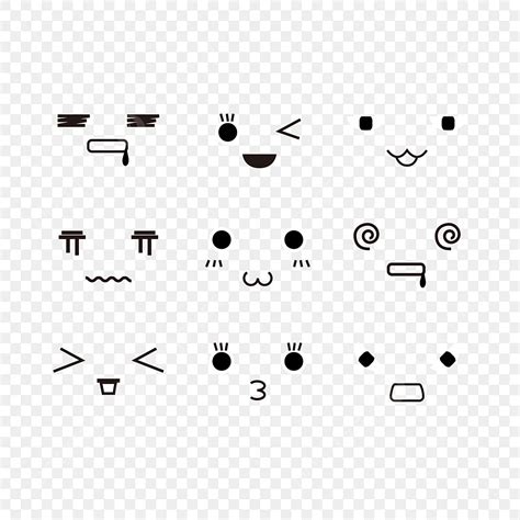 검은 만화 귀여운 표정 귀엽다 표정 Happy Png 일러스트 및 벡터 에 대한 무료 다운로드 Pngtree