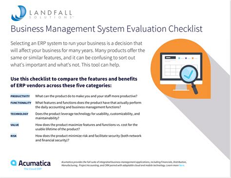 ERP Evaluation Checklist Cover LANDFALL Solutions