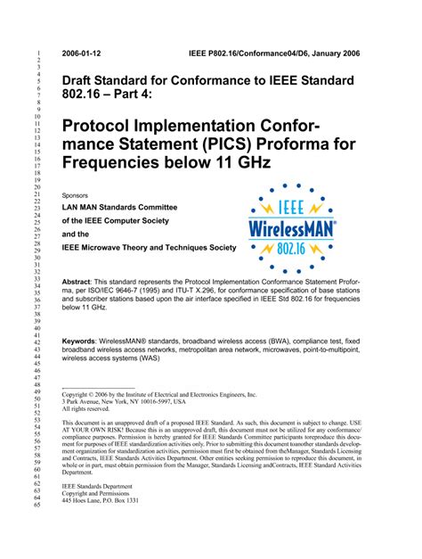 P802 16 Conformance04 D6 Unapproved Ieee Draft Amendment To Ieee Standard For Rating Structure