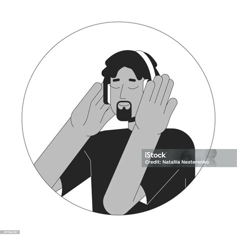 향취 행복 아프리카 계 미국인 남자 헤드폰 흑인과 백인 2d 벡터 아바타 일러스트 2차 도형에 대한 스톡 벡터 아트 및 기타