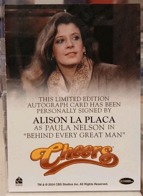 🍺cheers Premiere Edition Alison La Placa Autograph As Paula Nelson 2025 Fb L 🍻 Ebay