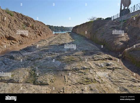 The Ancient Diolkos Trackway By The Corinth Canal Greece Used For