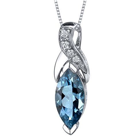 Peora London Blue Topaz Open Infinity Solitaire Pendant Necklace For