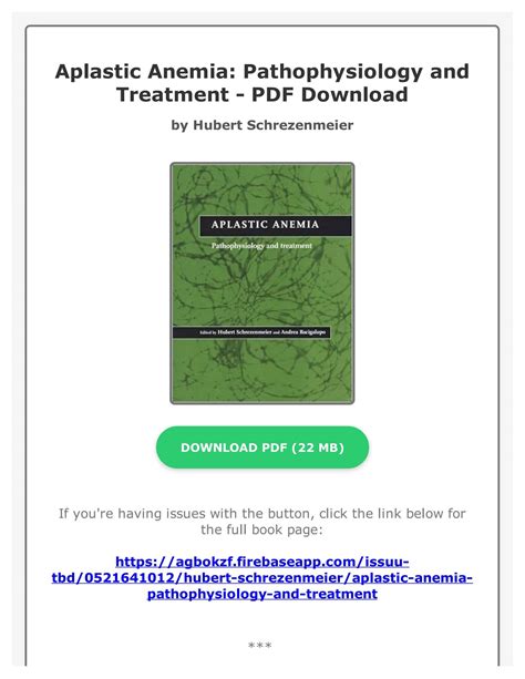 Free Pdf Aplastic Anemia Pathophysiology And Treatment By Hubert