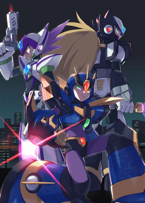 Safebooru 3boys Arm Cannon Armor Axl Mega Man Black Armor Black