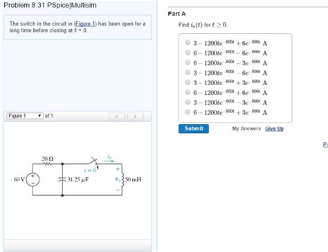 Solved The Switch In The Circuit In Figure 1 Has Been Open