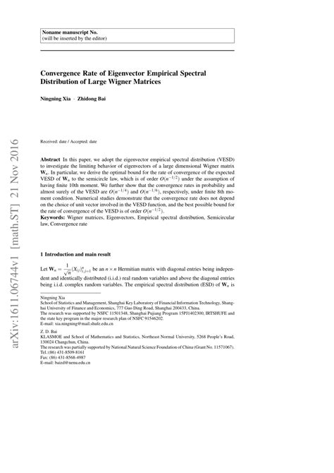 pdf convergence rate of eigenvector empirical spectral distribution