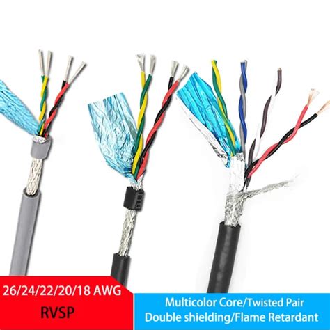 HOT W 1 5M RVSP Twisted Pair Shielded Cable 26 24 22 20 18AWG 2 4 6 8Core RS485 Signal Control
