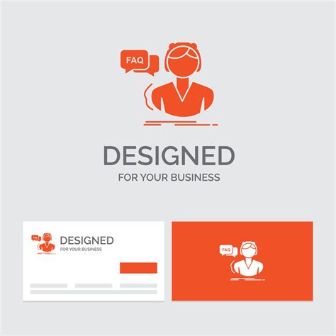 Business Logo Template For Faq Assistance Call Consultation Help Orange Visiting Cards With