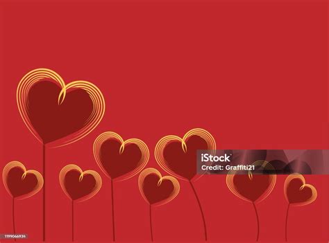 초대장 인사말 카드 빨간색 배경에 금의 마음과 현대 배너입니다 발렌타인 데이 사랑 빨간 배경 Day 14에 대한 스톡 벡터 아트 및 기타 이미지 Istock