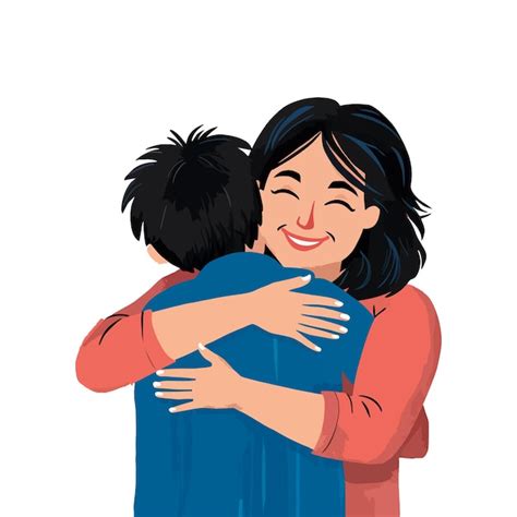 Madre E Hijo Amor Silueta Plana Fondo Blanco Vector Premium