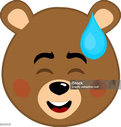 벡터 일러스트 레이 션 머리 곰 그리즐리 만화 부끄러운 표정 땀의 방울 갈색에 대한 스톡 벡터 아트 및 기타 이미지 갈색