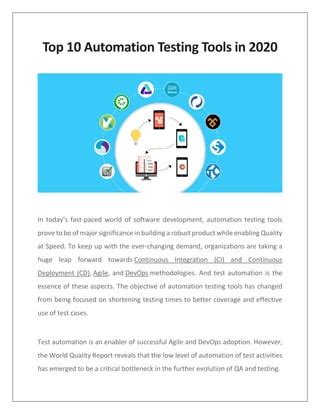 Top 10 Automation Testing Tools In 2020 PDF