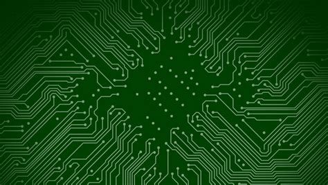 Green Circuit Board Providing Signals Computer Generated Seamless Loop