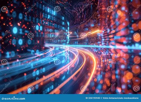 digital matrix flow futuristic digital data streams in a neon cyber space with binary codes and